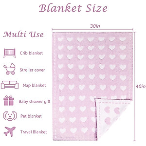 Kid Nation Baby Blankets for Girls Boys Toddler Double-Sided Heart Blanket,40"X 30"Soft Plush Crib Blanket Fluffy Baby Quilt Newborn Stroller Blanket,Prism Pink