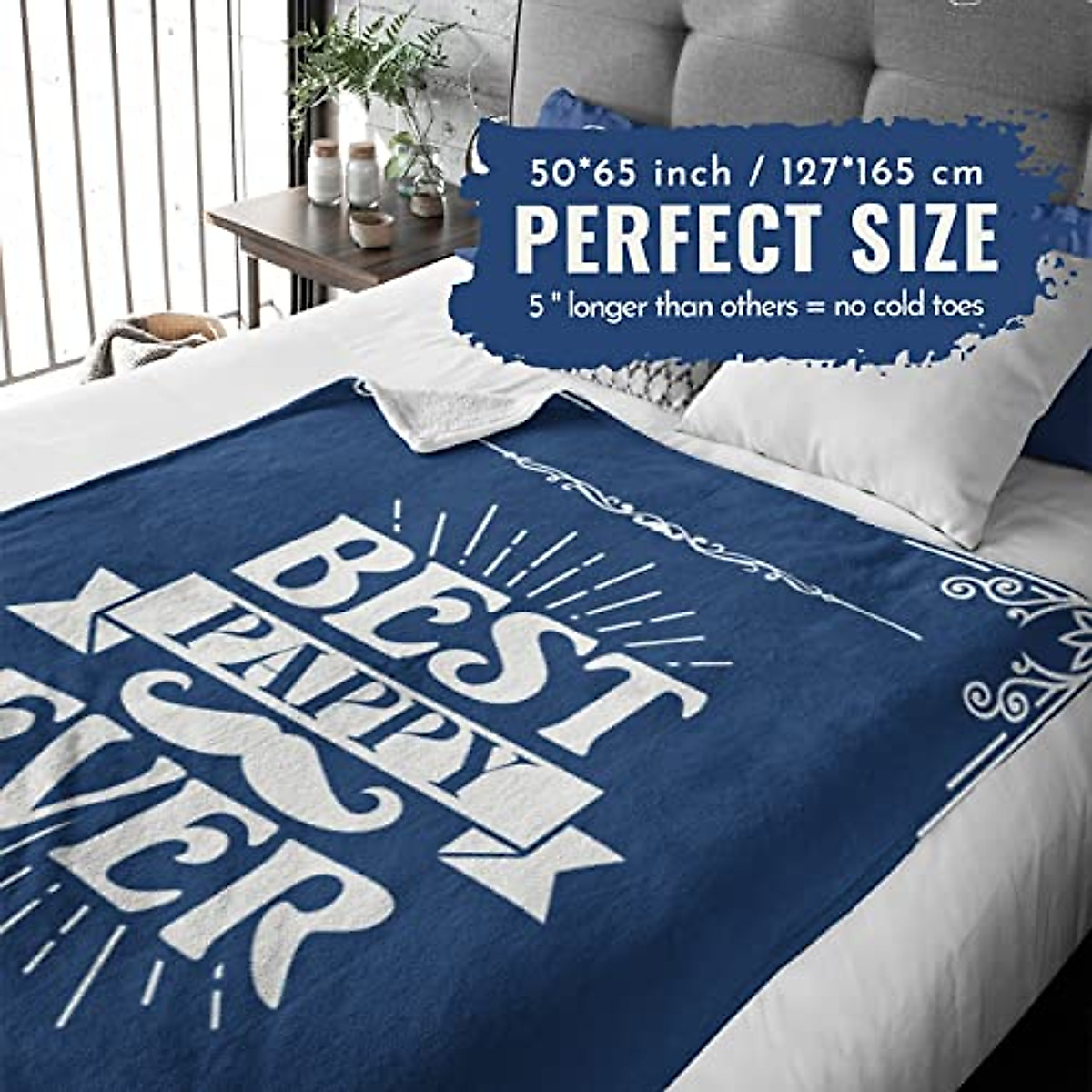 InnoBeta Pappy Gifts, Gifts for Grandpa, Throw Blanket for Grandfather, Presents from Granddaughters Grandsons for Christmas, Birthday, Father's Day - 50" x 65" Best Pappy Ever