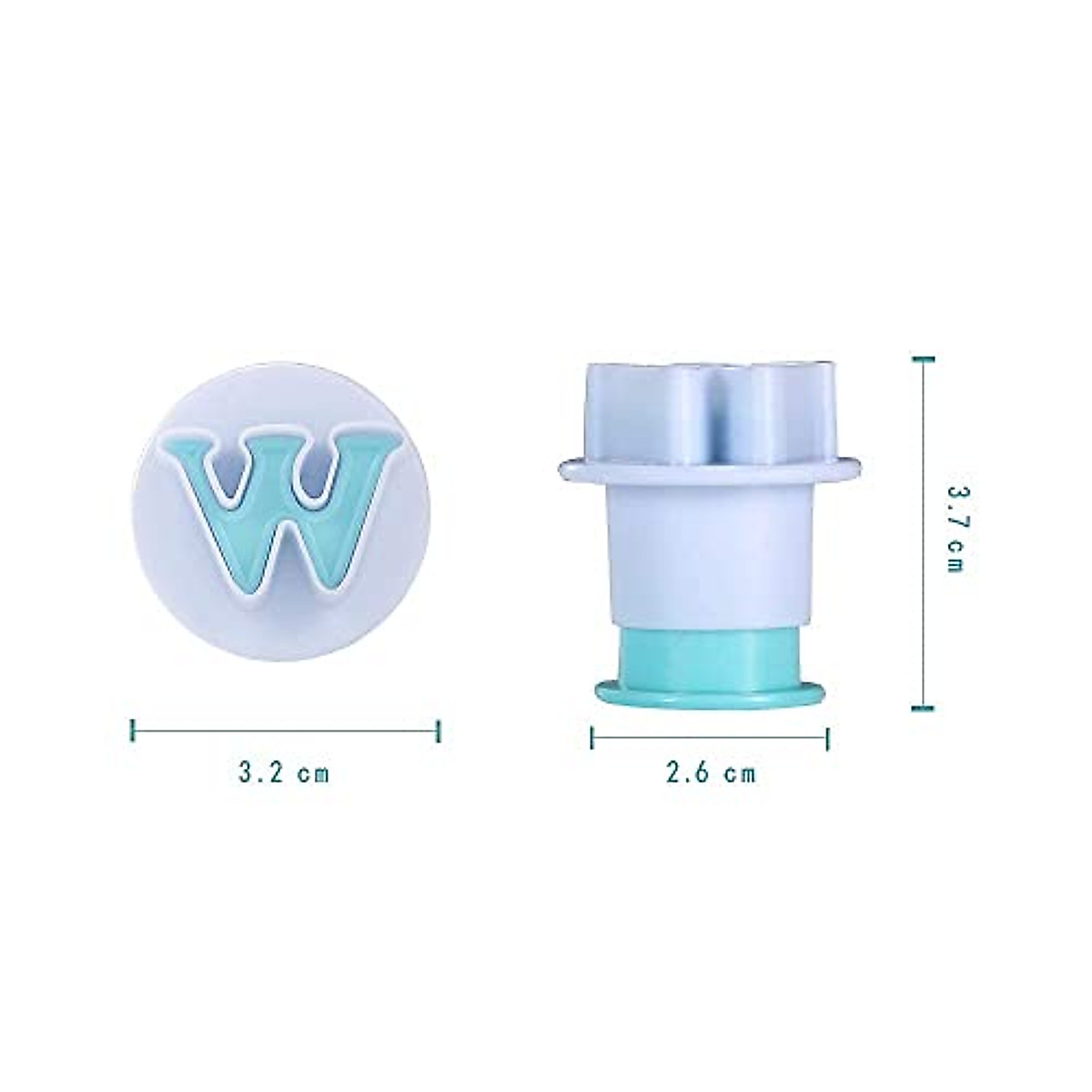 Nuoda Alphabet Letters, 26pcs Uppercase Letters Fondant Cake Biscuit Mold,Cake Decorating Tools, Cookie Stamp Impress,Embosser Cutter, DIY Sugar Craft Cookies Plunger-Plastic (Uppercase Letters)