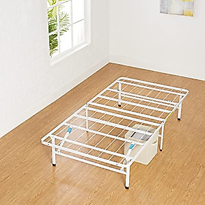 Amazon Basics Foldable Metal Platform Bed Frame with Tool Free Setup, 14 Inches High, Twin, White