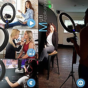 18 inch RGB Ring Light Kit AMAZKER LED with Stand and Phone iPad Holder 25 Color Modes 3000-6000K Dimmable 10 Brightness Level Up to 5000 Lux Circle Light for Live Stream/Makeup/YouTube/Vlog/Tiktok