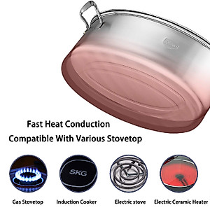 Eglaf 8Qt Stainless Steel Fish Steamer - Multi-Use Oval Cookware with Rack, Ceramic Pan, Chuck - Stockpot for Steaming Fish, Boiling Soup