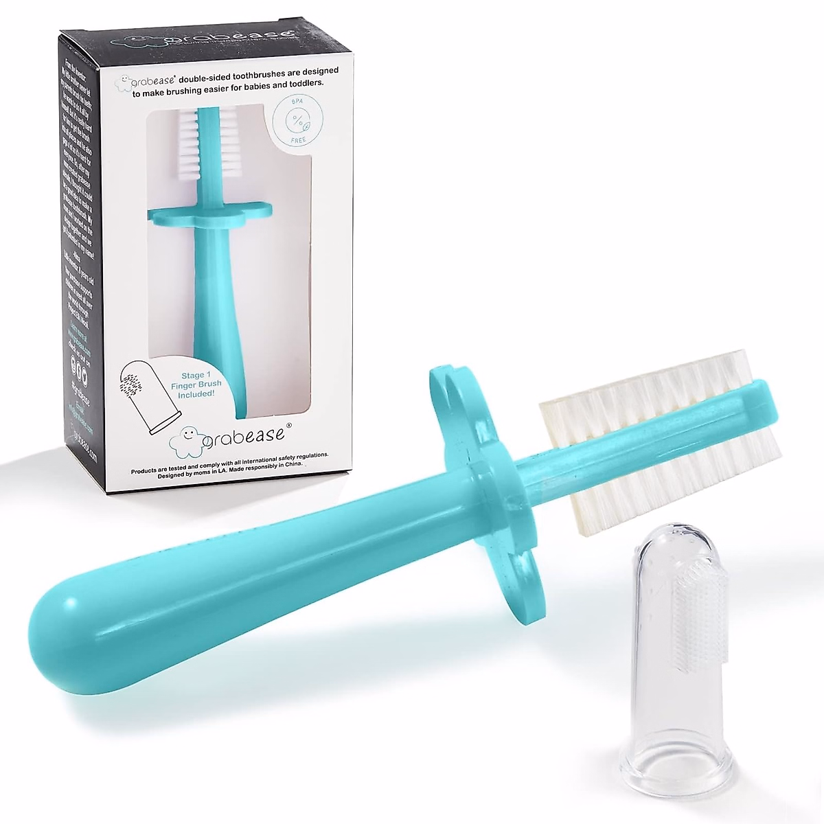 grabease Baby Toothbrush Finger, Infant Toothbrush, Toddler Toothbrush, Baby Finger Toothbrush, BPA-Free & Phthalate-Free, 1 Pack, Teal