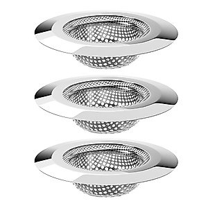 MR.SIGA Bathtub Drain Strainer, Stainless Steel Shower Bathtub Drain Hair Catcher, Bathroom Sink Drain Strainer, 3 Pack