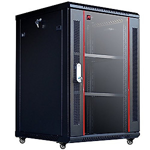 Sysracks 18U Wall Mount Network IT Server Cabinet Enclosure Data Cabinet Rack HQ Fully Equipped Shelf - Cooling Fan - 8-Way PDU - Wheels - 2 Shelves