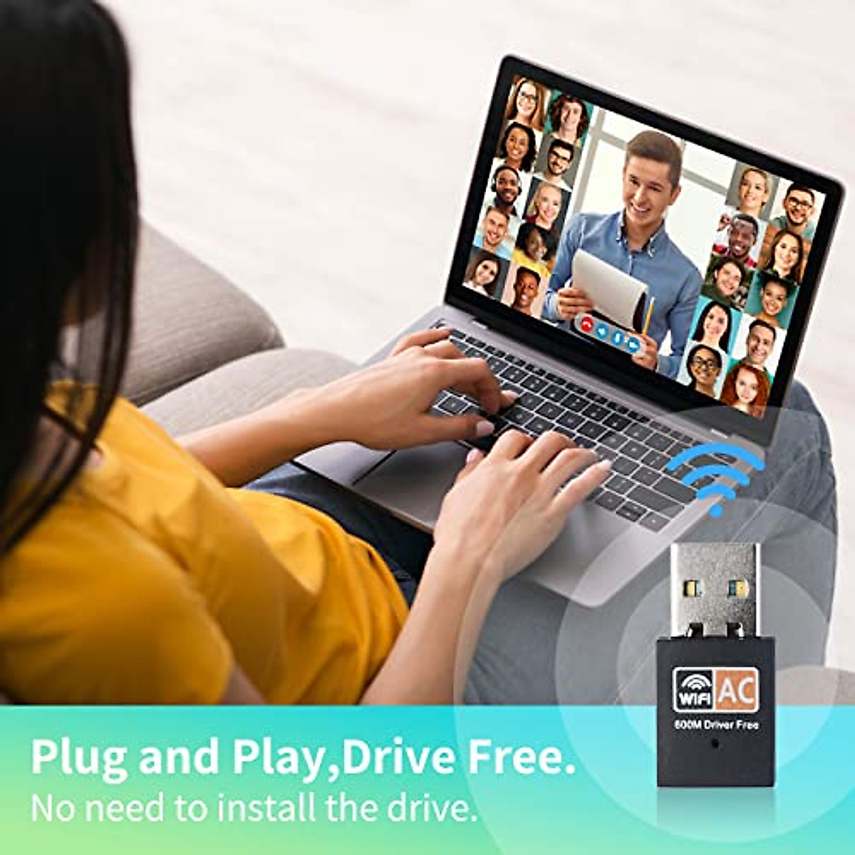 USB WiFi Adapter, 5G/2.4G Dual Band Wireless USB WiFi Adapter for PC, 600Mbps High Speed WiFi Adapter for Desktop PC, Linccras WiFi Dongle Support Windows 7/8/10 and Mac