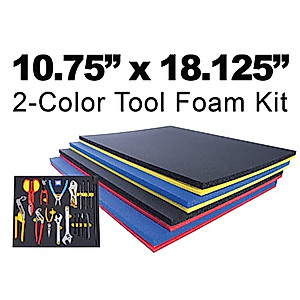 5S TOOL BOX SHADOW FOAM ORGANIZERS ( 2 COLOR) FITS CRAFTSMAN MODEL# 112225 TOP BOX (10.75" x 18.125", Black Top/Red Bottom)