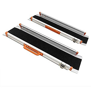 GUENZO Threshold Ramp, Threshold Ramp Scalable Design Aluminum Alloy Nylon Handle Easy to Carry Anti-Slip Matte Paper Wheelchair Baby Carriage Aluminum Ramp, 2 Tablets (Color : Silver, Size : 150cm)