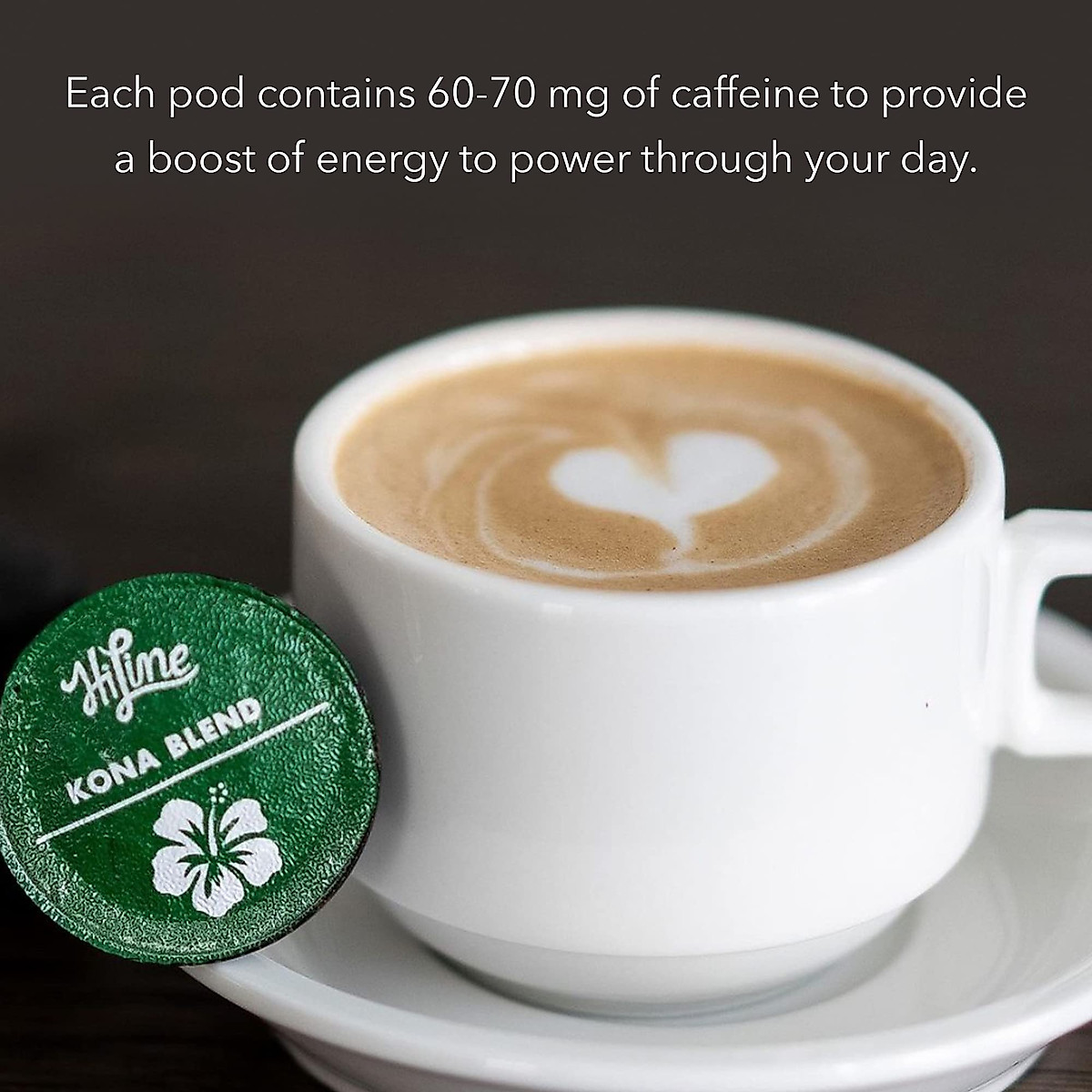 HiLine Coffee Espresso Pods, Hawaiian Kona Coffee, 20 Count (Pack of 1), Single Cup Espresso Capsules, Compatible with Nespresso Original Brewers