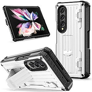 GooodiDEAR Galaxy Z Fold 3 Case, Heavy-Duty, Full Body Protection, Anti-Scratch, Slim - Foldable Trolley Case with Built-in Pen Slot, Kickstand & Screen Protector - TPU/PC, Wireless Charging, White