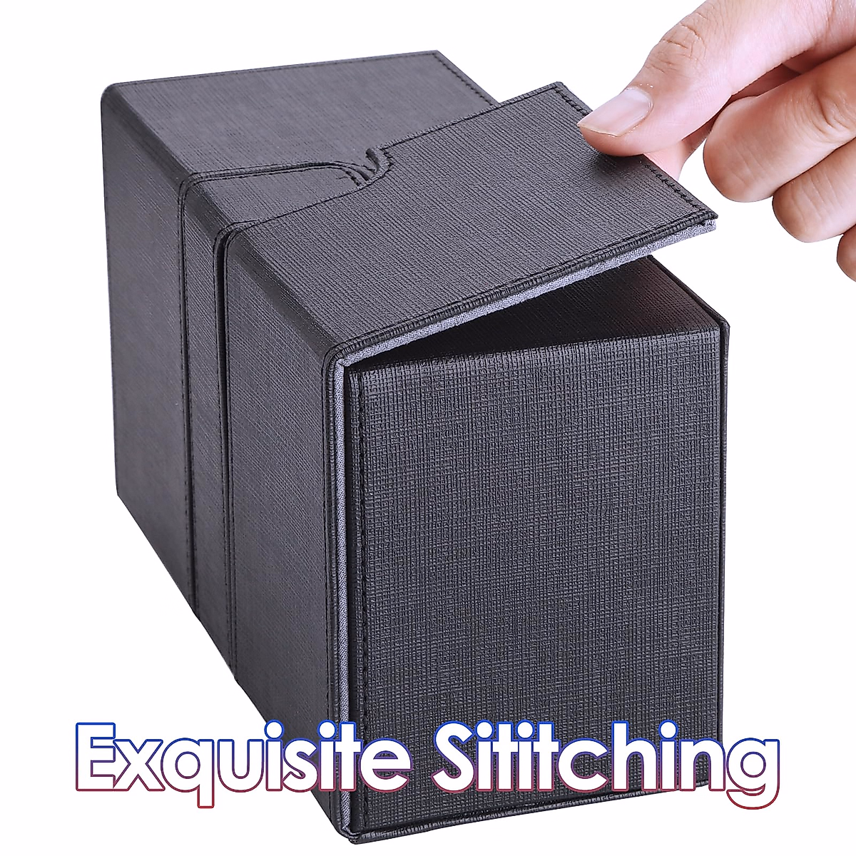 Scimi X-Large Commander Premium Double Deck Box for 200+ Sleeved Cards ProTwin FlipDeckCase with 3 Tray Fits MTG/TCG/CCG/YuGiOh (Leather - Elegant Cross Pattern)