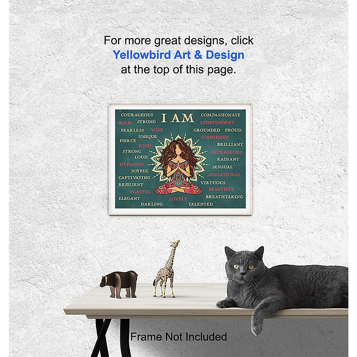 Positive Affirmations Wall Decor - Motivational Wall Art Posters 8x10 - Inspirational Quotes - Encouragement Gifts for Women - Empowered Women - Uplifting Gifts for Women - Encouraging Yoga Wall Art