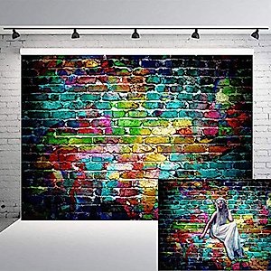 Art Studio 7x5ft Graffiti Photography Backdrops Colorful Brick Wall Photo Background Adults Children Portrait Studio Props Birthday Party Decor Supplies Vinyl
