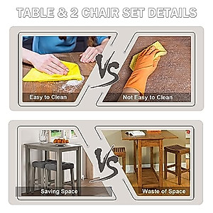 Nathaniel Home 3 Piece Table Set Counter Height Dining Furniture One Bench and Two Saddle Stools, Gray