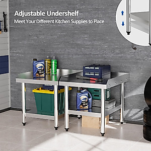 ROVSUN Stainless Steel Equipment Stand 24" L x 30" W x 26" H with Adjustable Undershelf, NSF Commercial Heavy Duty Work Table & Grill Stand Table for Restaurant, Home and Hotel Kitchen