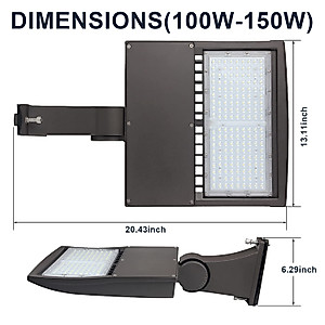 150W LED Parking Lot Light, 21000LM 4000K LED Shoebox Area Light, 0-10V Dimmable Commercial Outdoor Street Light (650W HID/HPS Equivalent), IP65 20KV Surge Protection AC100-277V UL&DLC Listed