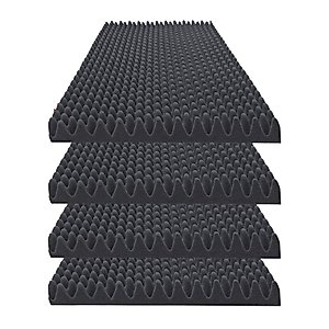 Kaishengwei Acoustic Foam Egg Crate Panel Studio Foam Wall Panel 48" X 24" X 2" (4 PACK, Black)
