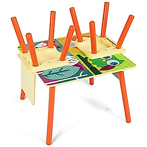 TimmyHouse Desk Kids Table and 2 Chairs Set for Toddler Baby Gift Furniture Cartoon Pattern