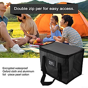 Food Insulation Bag, Insulated Food Delivery Bag for Hot and Cold Meal Double Closure Grocery Tote Insulation Bag with Front Compartment(28L)