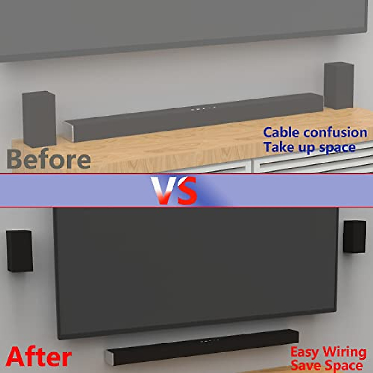 Sound Bar Wall Mount Bracket for VIZIO Soundbars, Mounting Brackets for Vizio Sound Bars and Surround Speakers, Mounted Under the TV, Fits of Most Satellite Speakers, Bookshelf Speakers Mounts