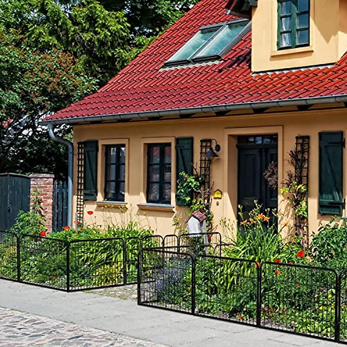 Yaheetech Decorative Garden Fence - 24in x 43ft Rustproof Folding Fencing Landscape Patio Flower Bed Animal Barrier Border for Dog Outdoor Fences Black