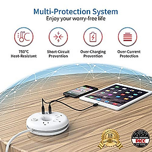 Travel Power Strip with USB Ports, NTONPOWER Cruise Approved Power Strip with 3 Outlet 3 USB, 5 ft Extension Cord with USB Ports, Compact for Indoor Home Office Dorm Room Cruise Essentials, White