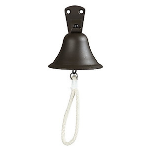 Upstreet Outdoor Bell & Indoor Dinner Bell/Made of Black Large Bell, Cast Iron Bell, Ideal for Wall Mounted Bell, Bracket Mounts Metal Dinner Bell and Hanging Bell for Home, School or Church