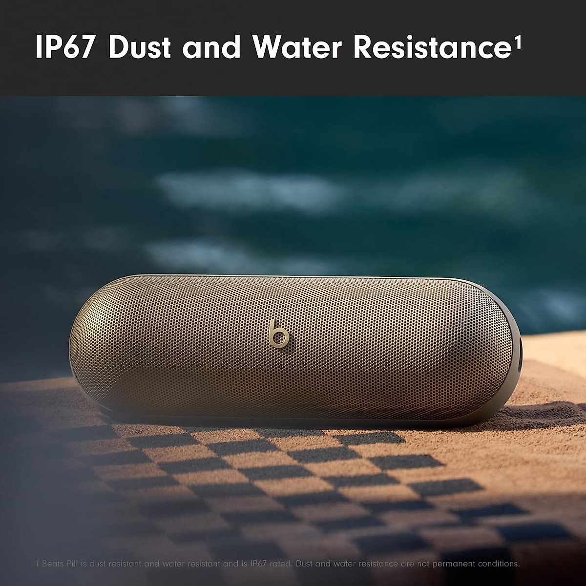 Beats Pill - Bluetooth Speaker and Portable Wireless Charger via USB-C - Up to 24 Hours Battery Life, IP67 Water Resistant, Apple & Android Compatible, Built-in Microphone – Campagne Gold (Renewed)