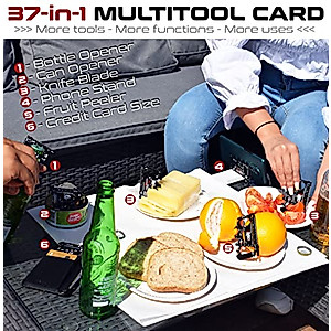 37-in-1 Wallet Tool Card Gift. Black Credit Card Bottle Opener Multitool with Multifunction Tools. Best Stocking Stuffer Gifts for Men, Dads, Husbands, HandyMen & Outdoor Enthusiasts