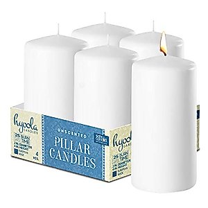 Hyoola White Pillar Candles 2-inch x 4-inch - Unscented Pillar Candles - Set of 4 - European Made