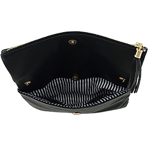 Solene Large Foldover Wristlet Clutch Crossbody Bag with Chain Strap -LP048(1-Rose Gold-LP)