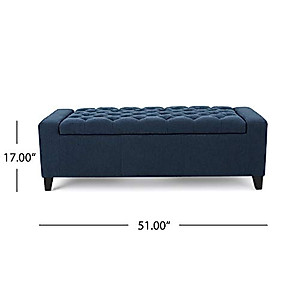 Christopher Knight Home Hikaru Fabric Storage Ottoman, Dark Blue Dimensions: 20.50”D x 51.00”W x 17.00”H