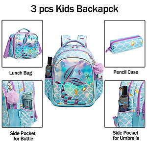 MOHCO Kids Backpack 17inch with Lunch Bag and Pencil Case Lightweight School Backpack for Teens, Girls, Boys, Elementary and Middle school