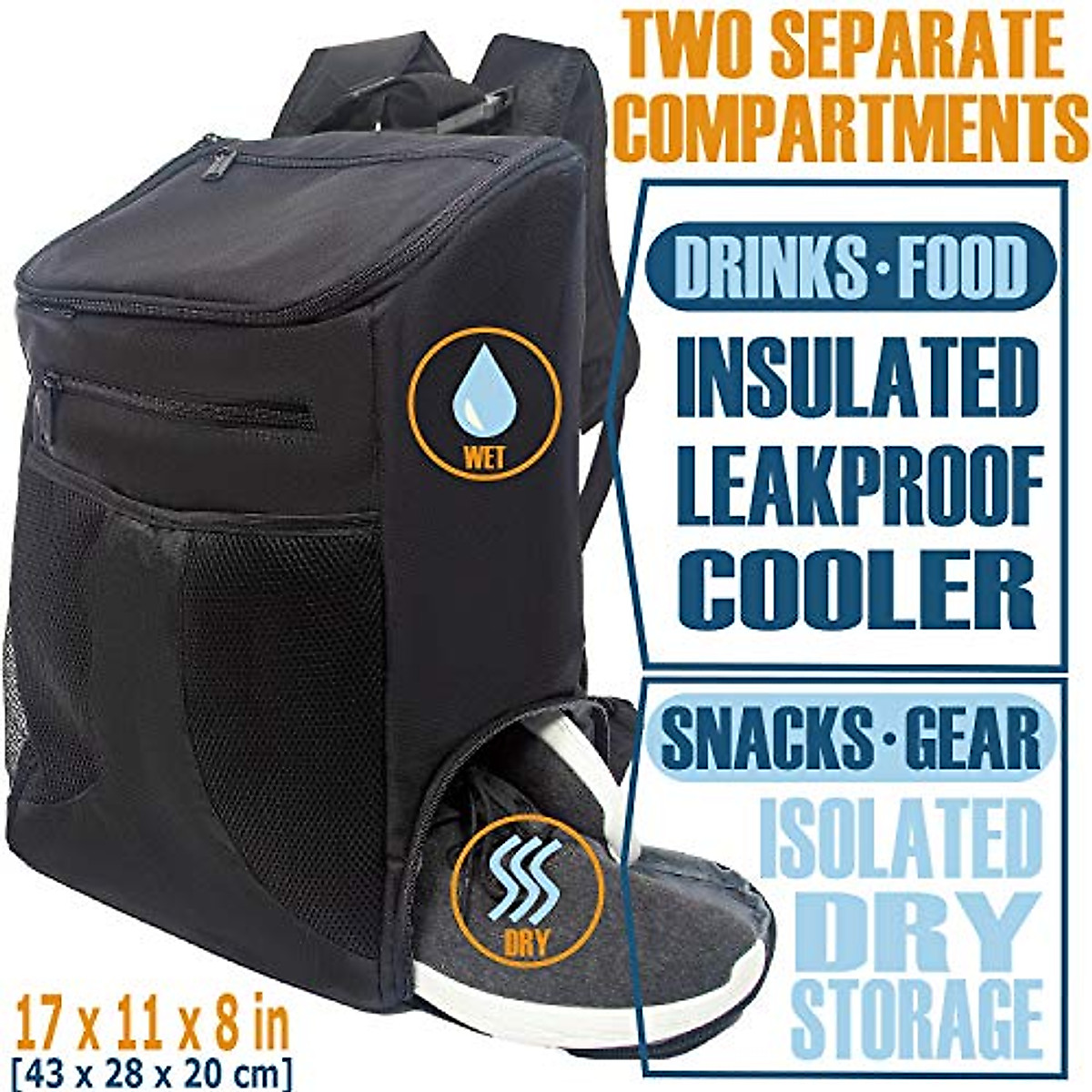Athletico Golf Cooler Backpack - Soft Sided Insulated Cooler Bag Holds a 12 Pack of Cans or Two Wine Bottles (Black)