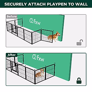 FXW Fence-to-Wall Anchor (Pack of 4) for Use with Dog Playpen in Yard, Garden, Doorways, Fireplace, Indoor/Outdoor, Fits All Heights of Playpen, Black│Patented