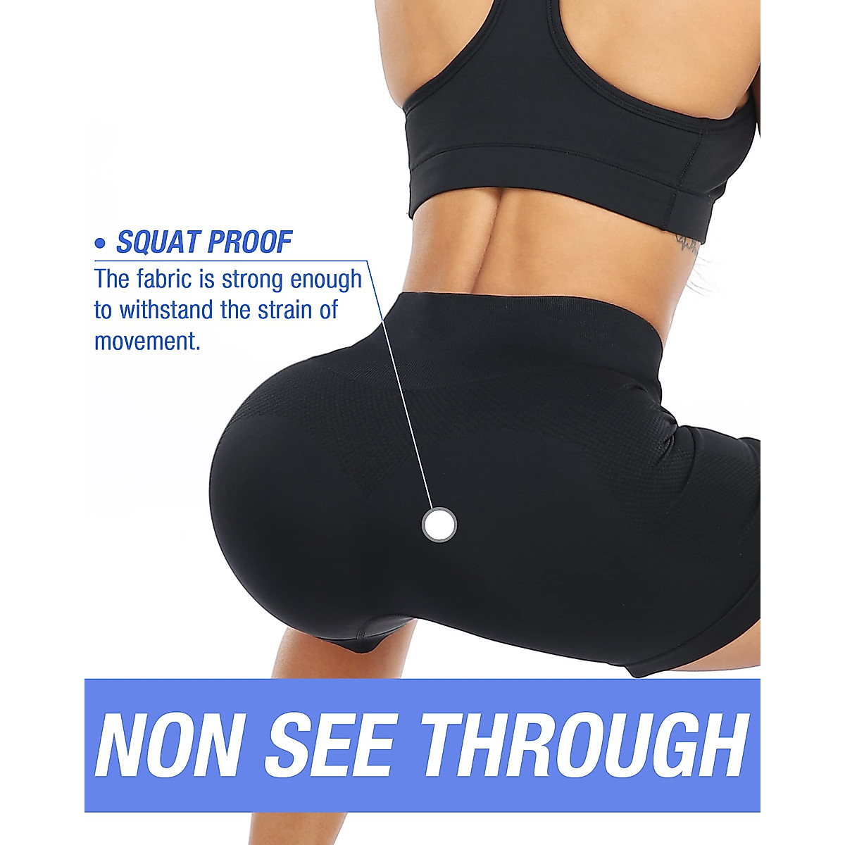 NORMOV Seamless Workout Shorts Women,High Waist Spandex Gym Shorts,Tummy Control Yoga Shorts(A,Black,M)