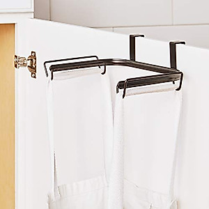 Spectrum Diversified Ashley Over-The-Cabinet-Door Grocery Installation Plastic Recycling & Trash, Under Sink Garbage Bag Holder, Bronze