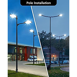 OKELI Commercial LED Street Light, 100W Hight Bright Parking Lot Lighting with Adjustable Arm Mount, Outdoor Waterproof Dusk to Dawn Photocell Shoebox Pole Area Lights for Stadium, 15600LM, 6000K