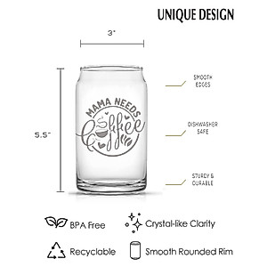 Mothers Day Gifts For Mom, Wife, Women -Gifts For Mom From Daughter, Son, Kids - Best Birthday Gifts For Mom, Mother, Wife, New Mom, Bonus Mom, Mama From Daughter, Son, Husband - 16Oz Coffee Glass