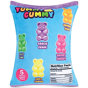iscream Play with Your Food! Yummy Gummies Strawberry Scented Fleece Play Pillow Set with Embroidered Accents