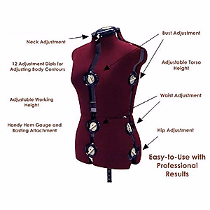 (JF-FH-8) ROXYDISPLAY 12-Dial Fabric-Backed Large Adjustable Dress Form with Base,