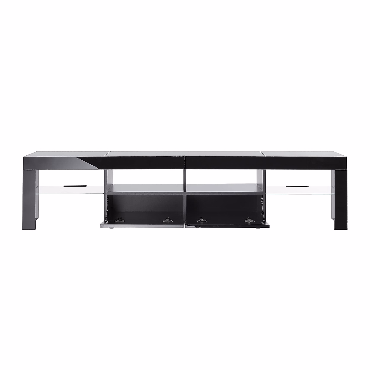 MMT Furniture Designs Ltd TV Console, TV Stand Cabinet 78" Long for 55 65 75 90 inch TV Screens – Entertainment Centre Desk with Lights - Media Shelf – Black