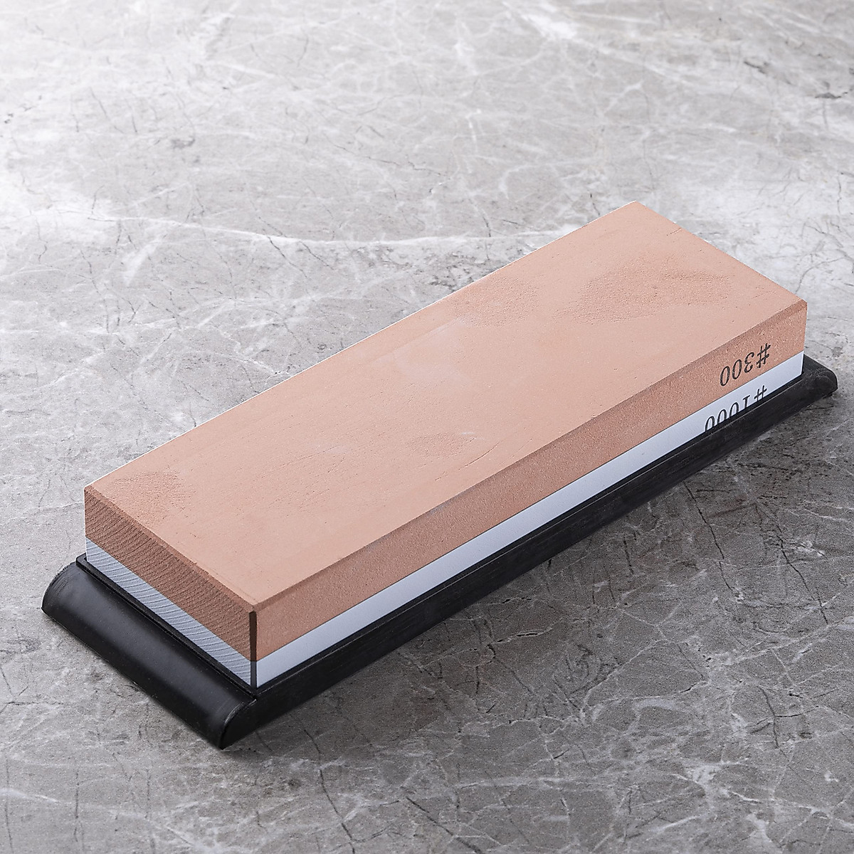 Shun Combination Whetstone for Knife Sharpening, 300 and 1000 Grit, DM0708, 6", Light Gray