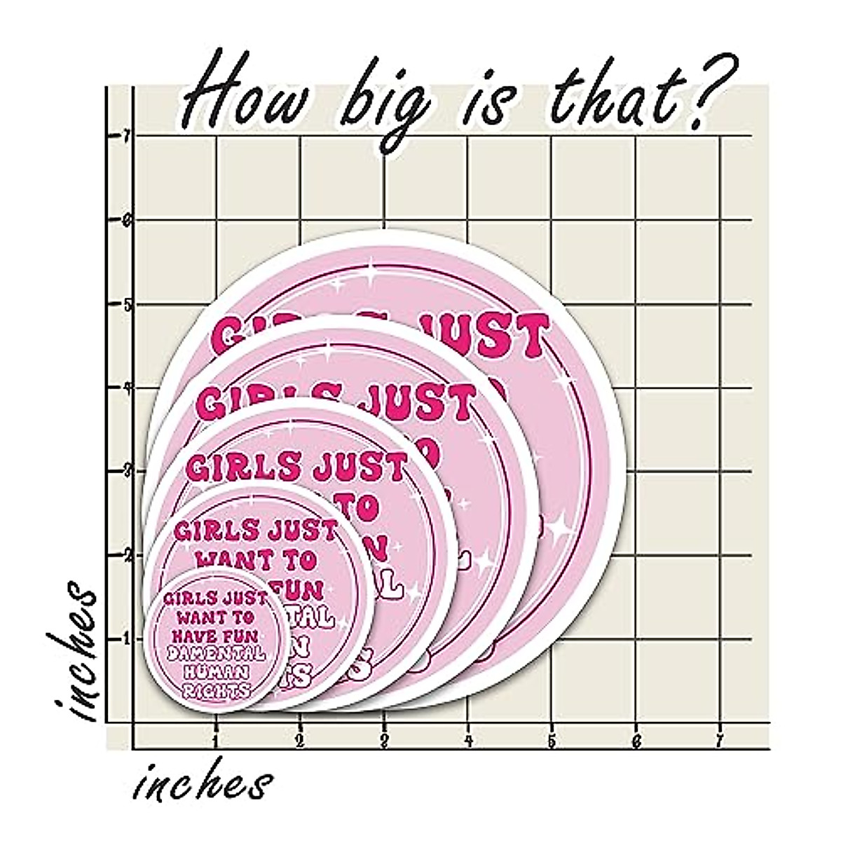 Miraki Girls Just Want to Have Fun Sticker, Damental Human Rights Sticker, Feminist Stickers, Cute Sticker, Water Assitant Die-Cut Vinyl Funny Decals for Laptop, Phone, Water Bottles, Kindle Sticker