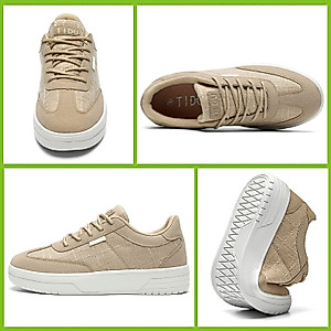 Womens Comfortable Fashion Canvas Sneakers with Arch Support Lace Up Casual Walking Shoes for Plantar Fasciitis Khaki Size 8.5