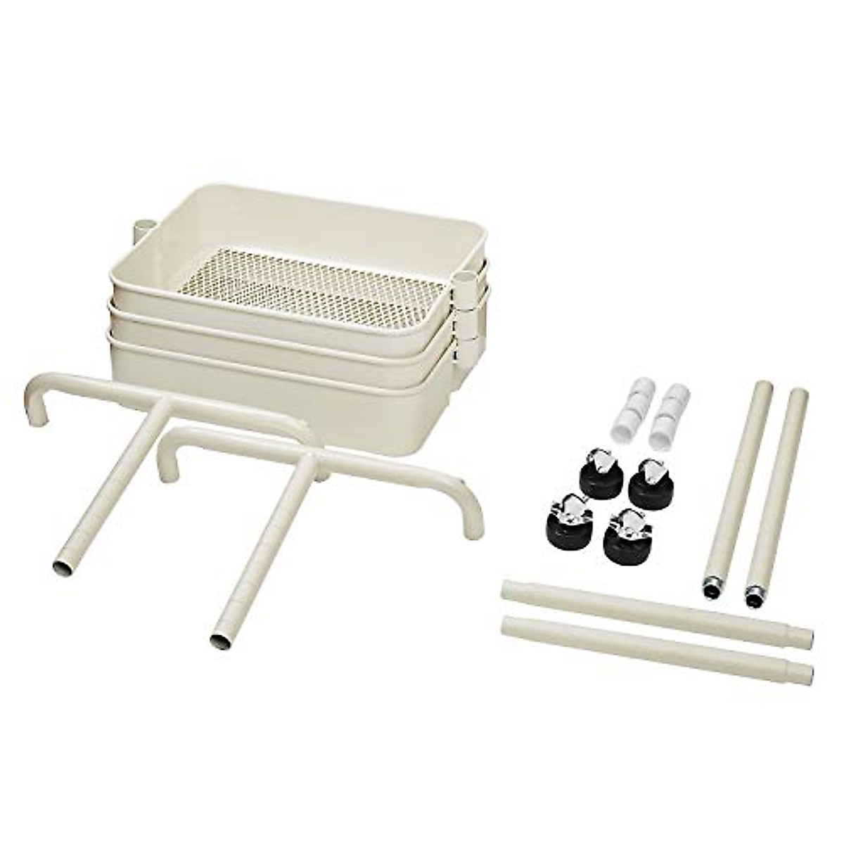 SONGMICS 3-Tier Metal Rolling Cart, Utility Cart, Kitchen Cart with Adjustable Shelves, Storage Trolley with 2 Brakes, Easy Assembly, for Kitchen, Office, Bathroom, Beige UBSC60WT