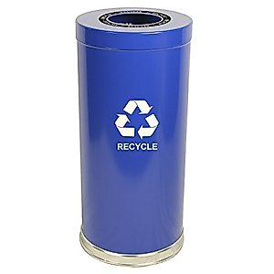 Witt Industries 15RTBL-1H Steel 24-Gallon 1 Opening Recycling Container with 1 Metal Liner, Legend "Recycle", Round, 15" Diameter x 32" Height, Blue