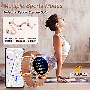 INEYES Smart Watches for Women with Diamonds (Answer/Make Call), 1.32" HD Smartwatch with AI Voice for iPhone Samsung Android Phones, Fitness Tracker with Heart Rate Sleep Ovulation Period Monitor