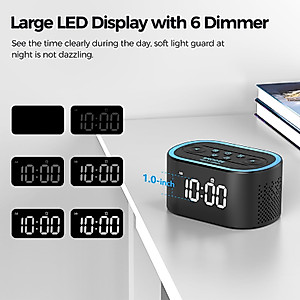Reacher Digital Alarm Clock & White Noise Sound Machine, 21 Soothing Sounds, 7 Wake Up Sounds, 8 Night Lights, 32-Level Volume, 9 Sleep Timer, Memory Function for Adult, Kid, Bedside, Bedroom