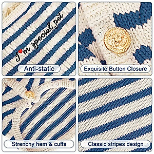 ISPET Stripes Pet Dog Sweater - Stylish Dog Sweatshirt for Small Medium Dog Girls Boys Chihuahua Yorkie Button Closure Knitwear Pup Winter Coat with Sleeves